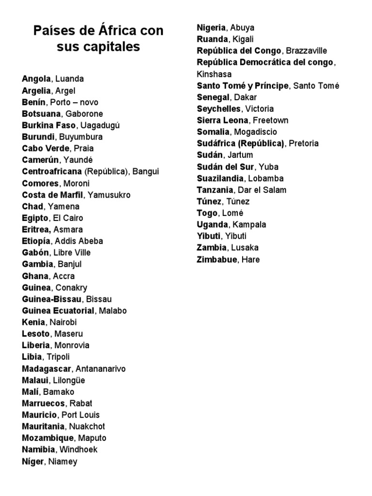 Países de África Con Sus Capitales | PDF