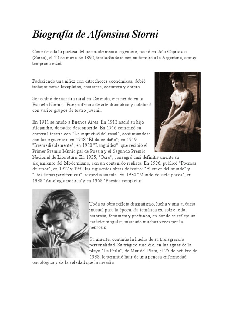Biografía de Alfonsina Storni | PDF