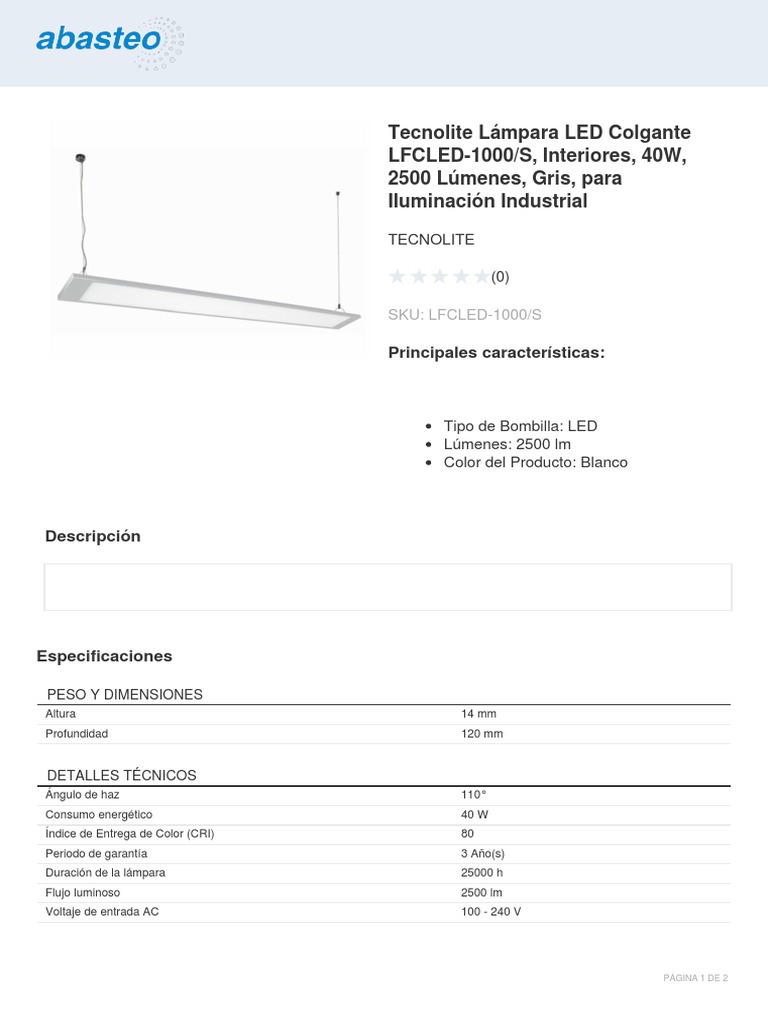 Ficha Tecnica Lampara | PDF | Diodo emisor de luz | Bombilla incandescente