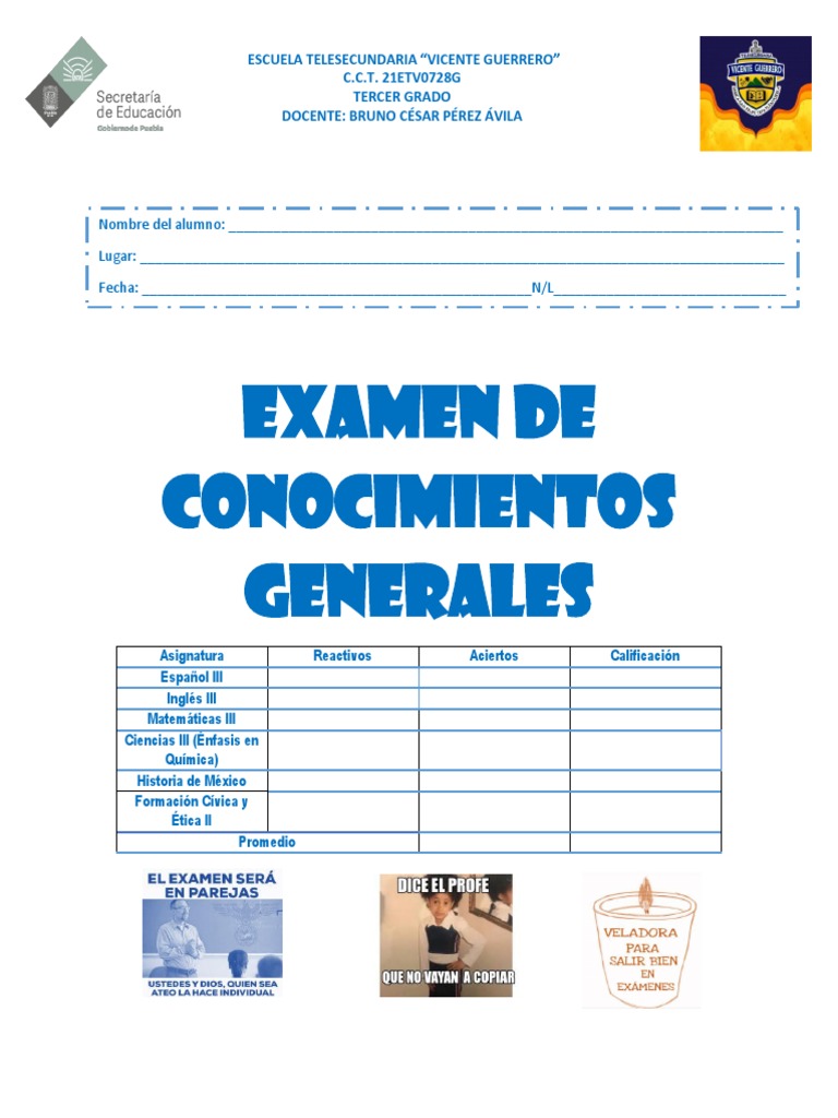 Examen de Conocimientos Generales Anual | PDF | Funciones trigonométricas | Átomos
