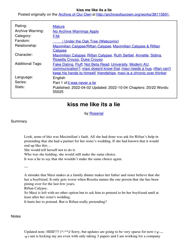 Kiss Me Like Its A Lie PDF | PDF