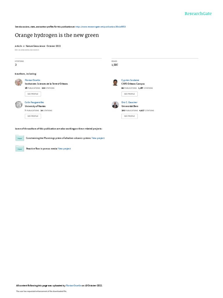 Orange Hydrogen: A Sustainable Alternative | PDF | Hydrogen | Carbon ...