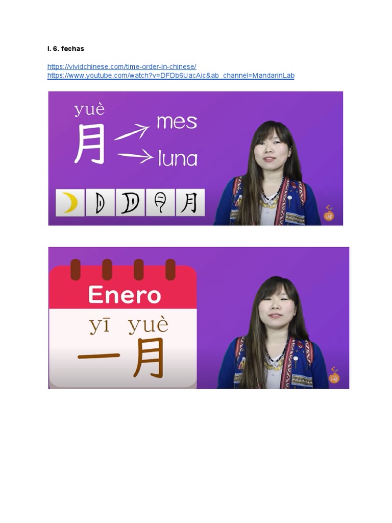 Lección 6 Fechas Curso Básico De Chino Mandarín Pdf