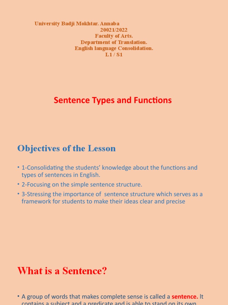 Sentence Functions and Types | PDF | Sentence (Linguistics) | Subject ...