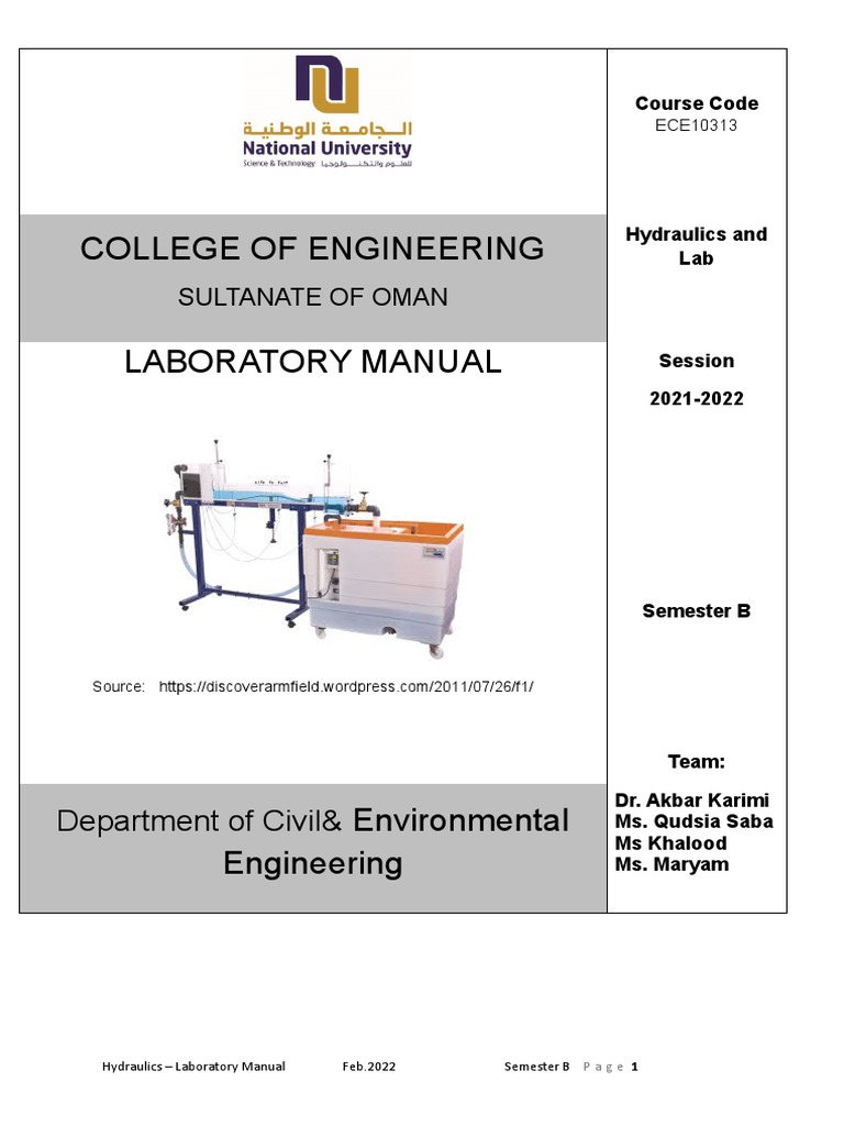 Lab Handbook - ECE10313 - Sem B | PDF | Fluid Dynamics | Reynolds Number