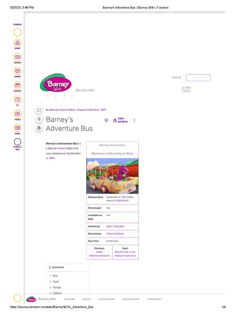 Barney's Adventure Bus - Barney Wiki - Fandom | PDF | Fandom