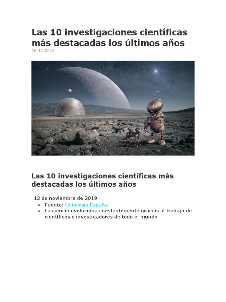 10 Investigaciones Científicas Destacadas | PDF | Evolución | Science