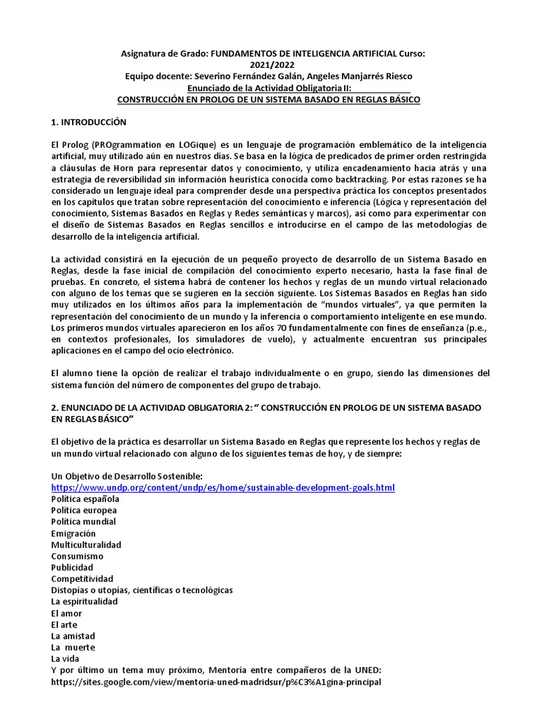 AO2 Enunciado Curso 2022 | PDF | Representación del conocimiento y razonamiento | Lenguaje de ...