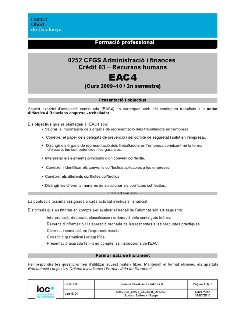 0252C03 EAC4 Enunciat I Solucio 0910S2 | PDF