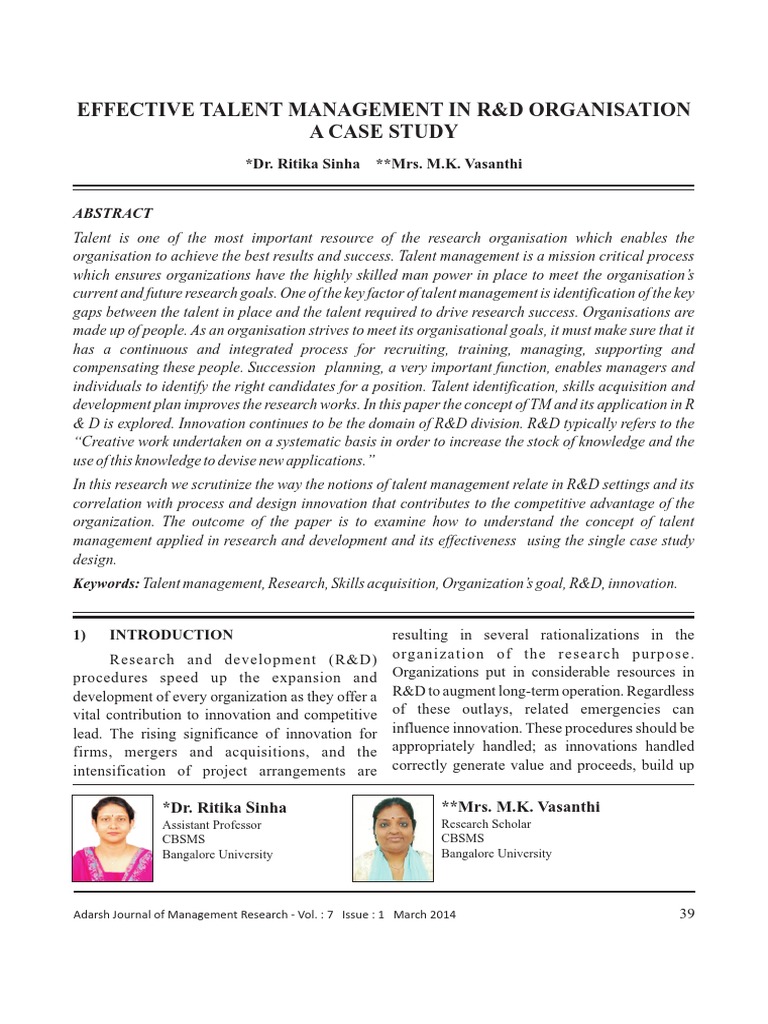 Talent Management in R&D Success | PDF | Talent Management | Innovation