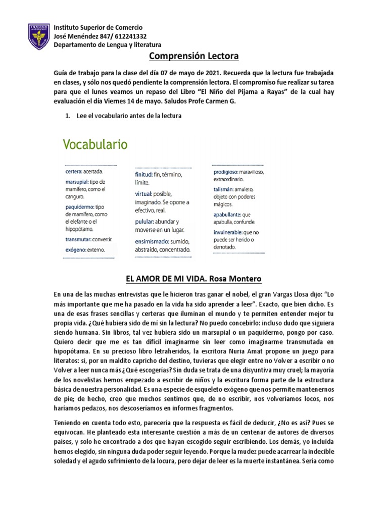 Comprensión Lectora. 8vo Básico | PDF