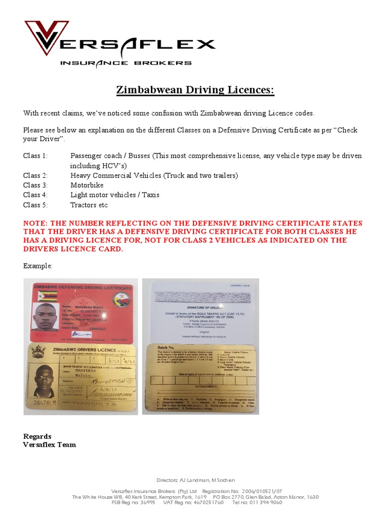 Zim Driving Licence Explained | PDF