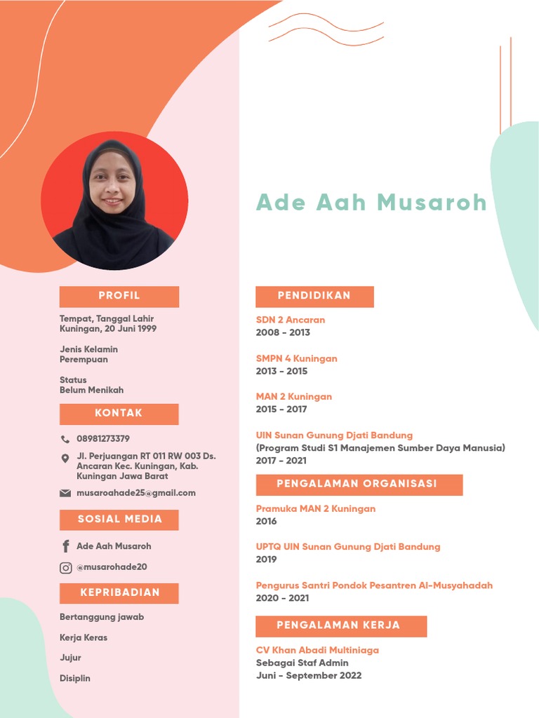 CV Ade Aah Musaroh | PDF