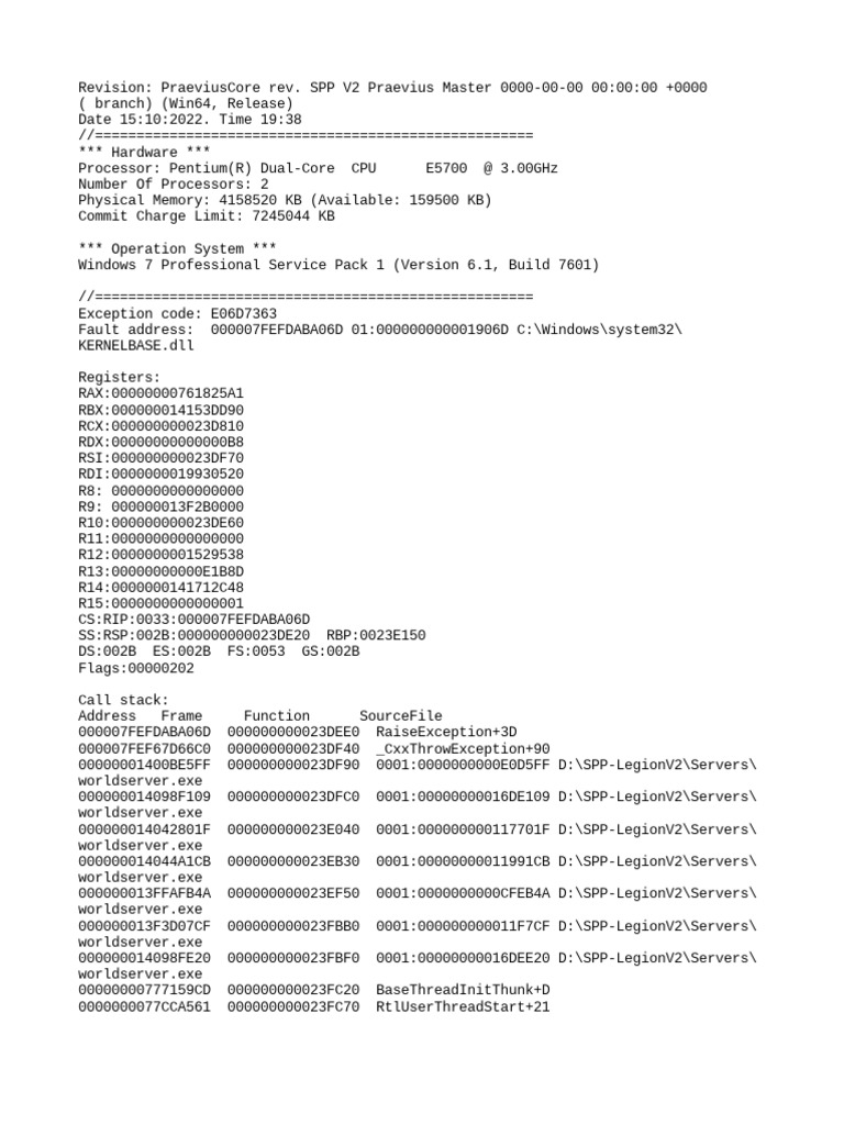 SPP V2 Praevius Master - Worldserver - Exe - (15-10 - 19-38-46) | PDF | Central Processing Unit ...