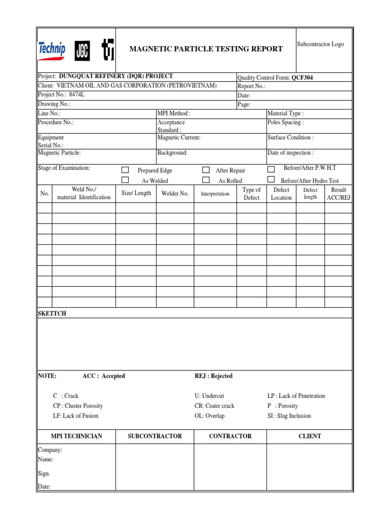 Magnetic Particle Testing Repor | PDF