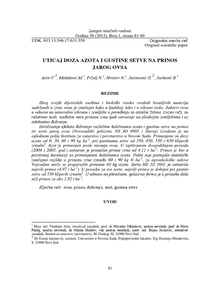 Jari Ovas Prinos | PDF
