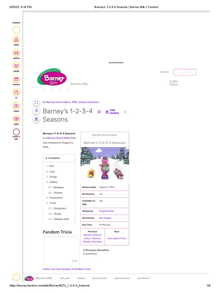 Barney's 1-2-3-4 Seasons - Barney Wiki - Fandom | PDF | Fandom