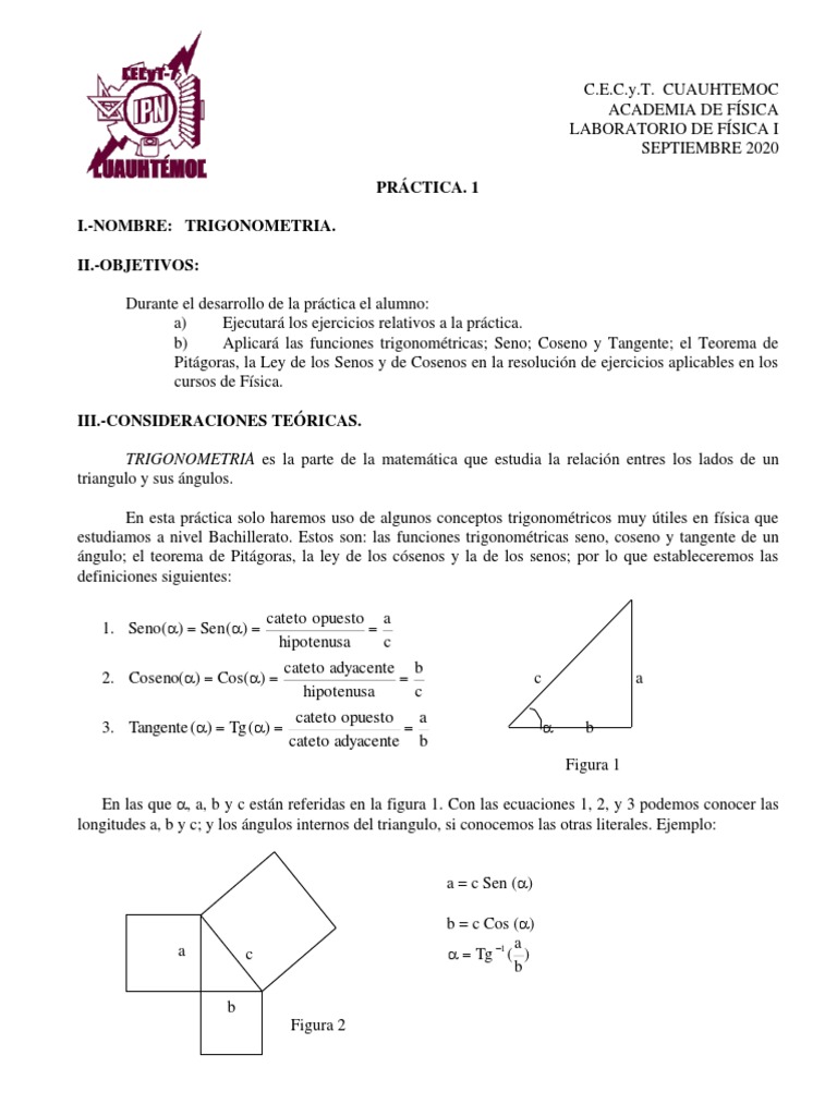Práctica de Trigonometría en Física | PDF | Funciones trigonométricas ...