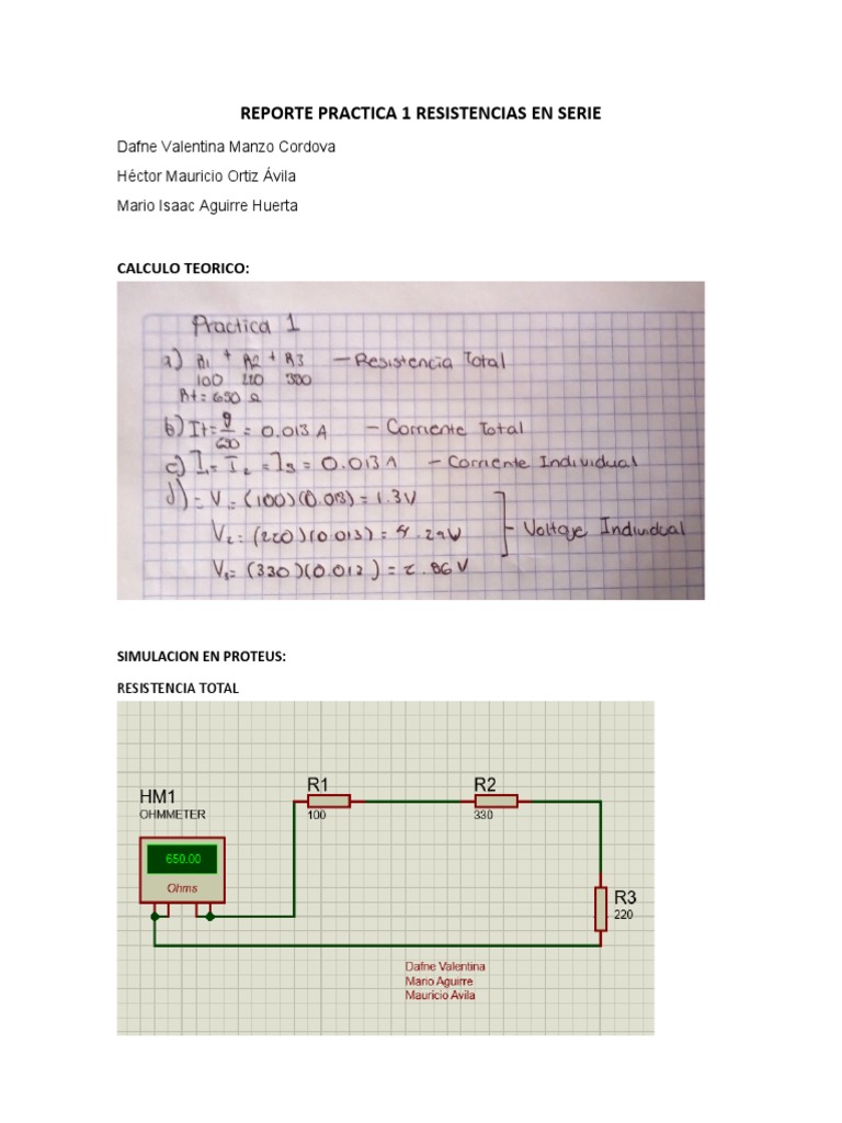 Reporte Practica 1 Resistencias en Serie | PDF