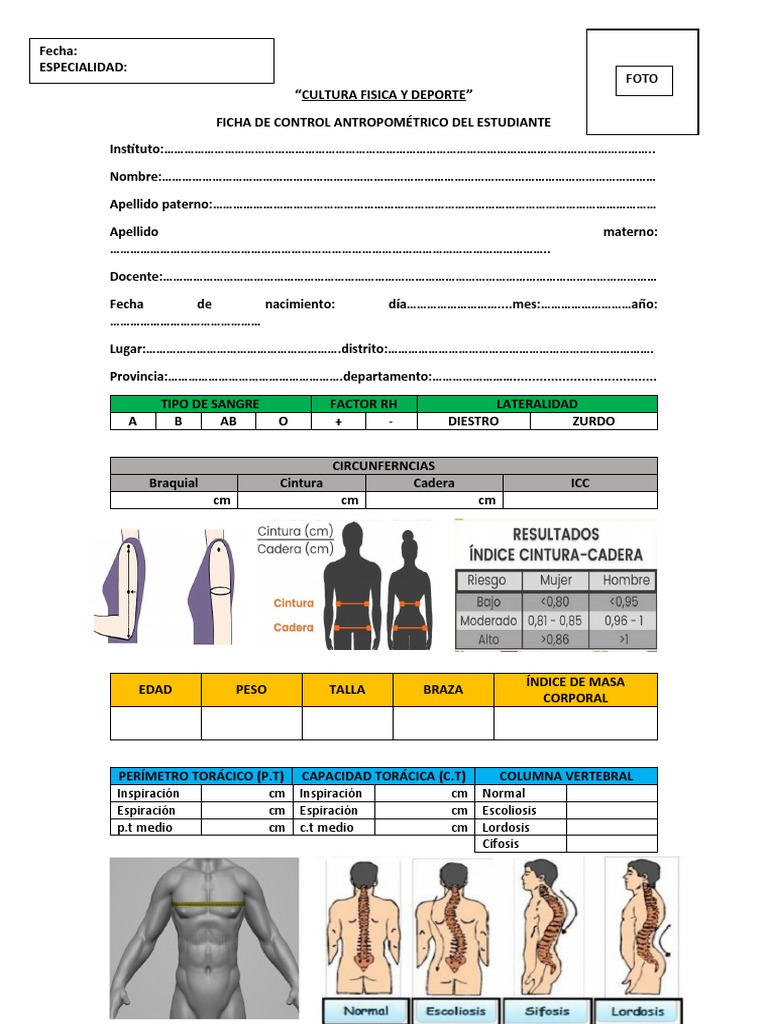 Ficha Antropometrica | PDF | Anatomía humana | Desorden congenito