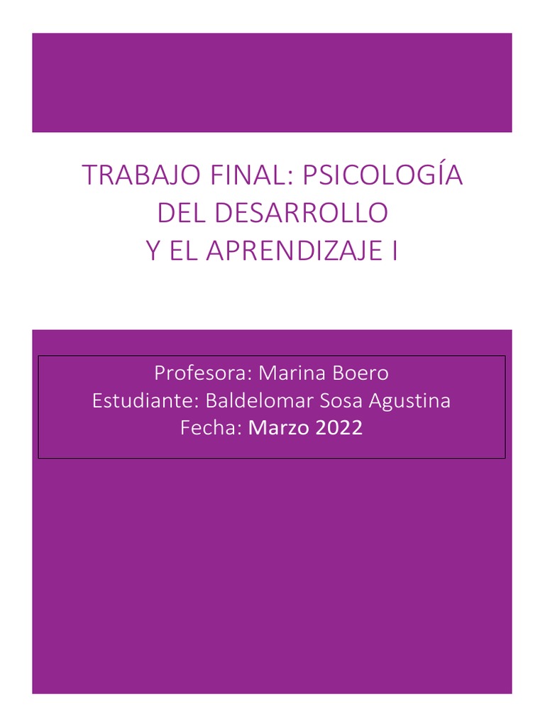 Psicología Del Desarrollo Y Aprendizaje I Pdf Sicología Aprendizaje
