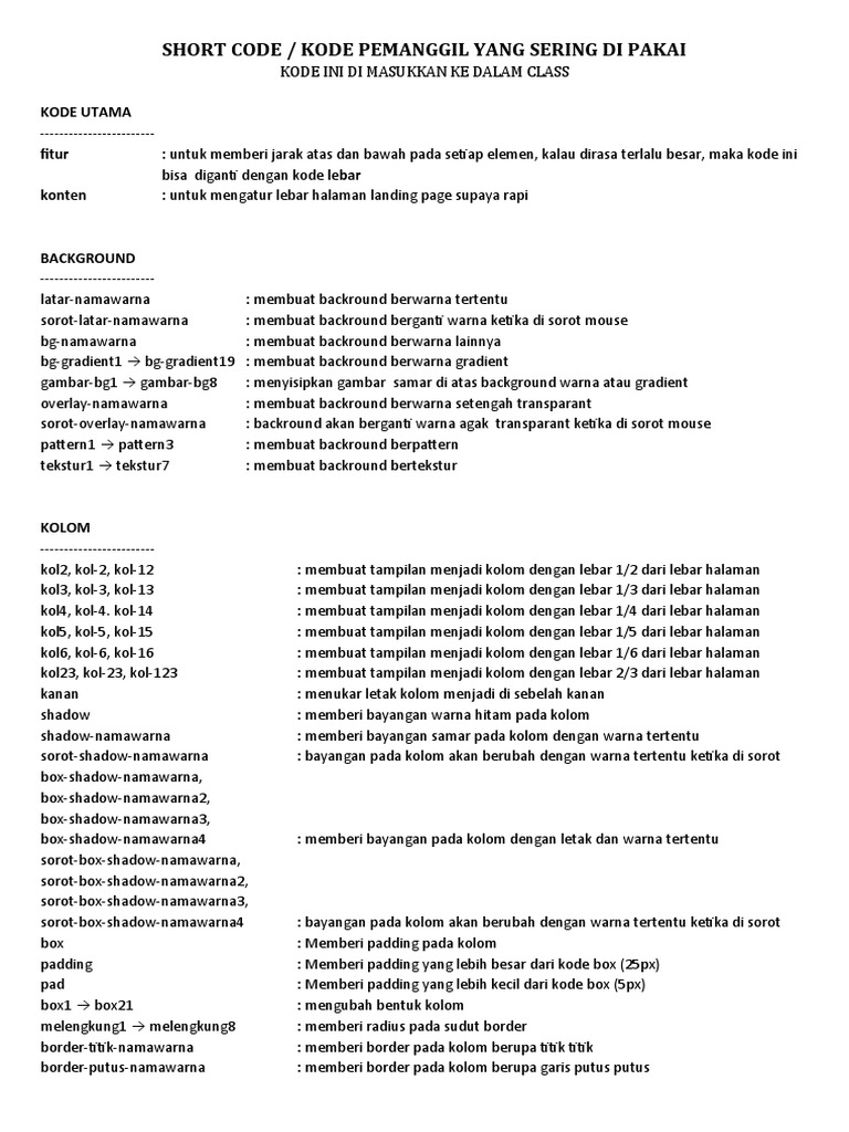 Kode Pemanggil CSS untuk Desain Web | PDF