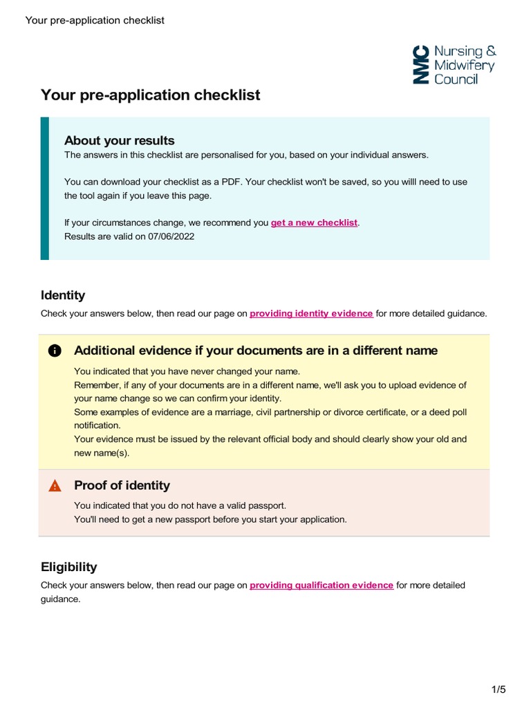 Your Pre-Application Checklist PDF | PDF | Health Care