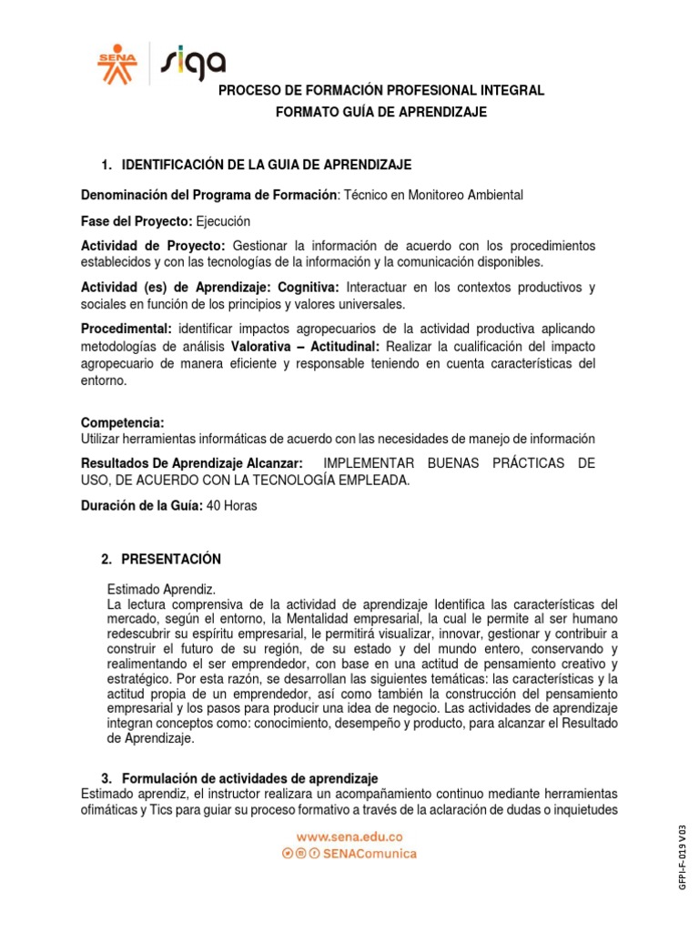 Gfpi-F-019 - Guia - de - Aprendizaje Metodologias | PDF | Iniciativa empresarial | Economias