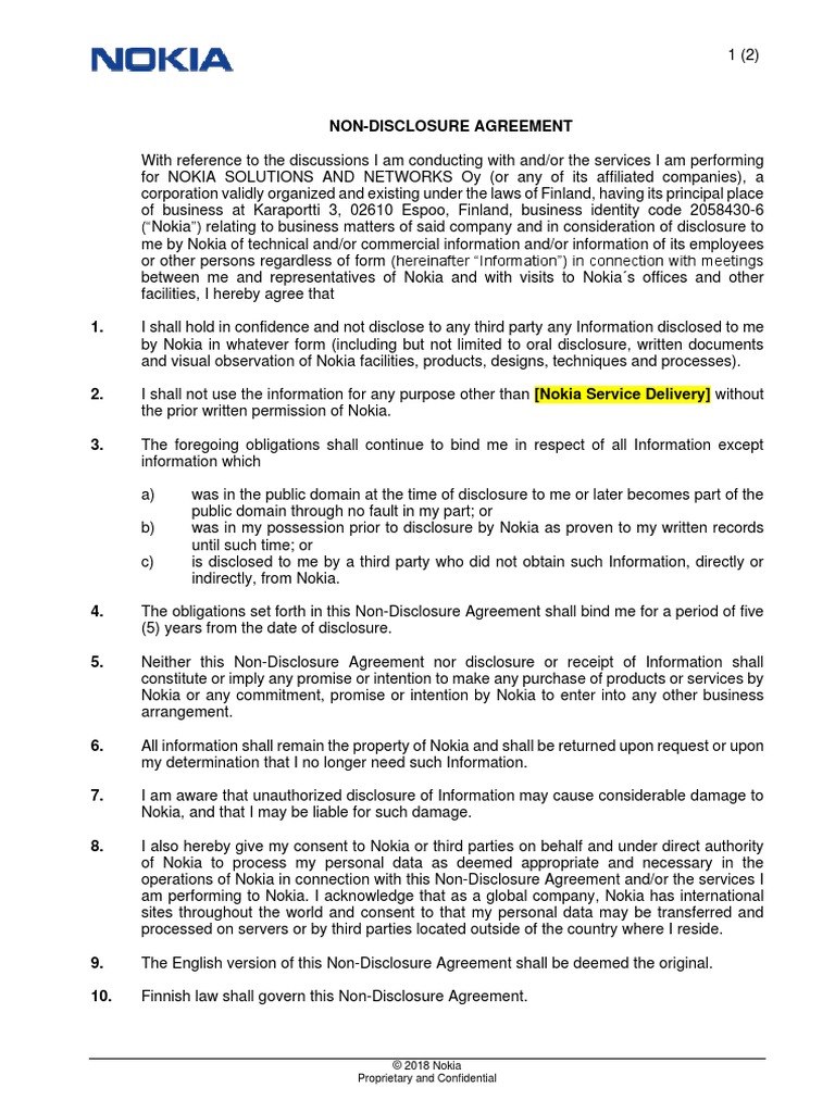 Nokia NDA Original - No digital signature - v1.pdf | PDF
