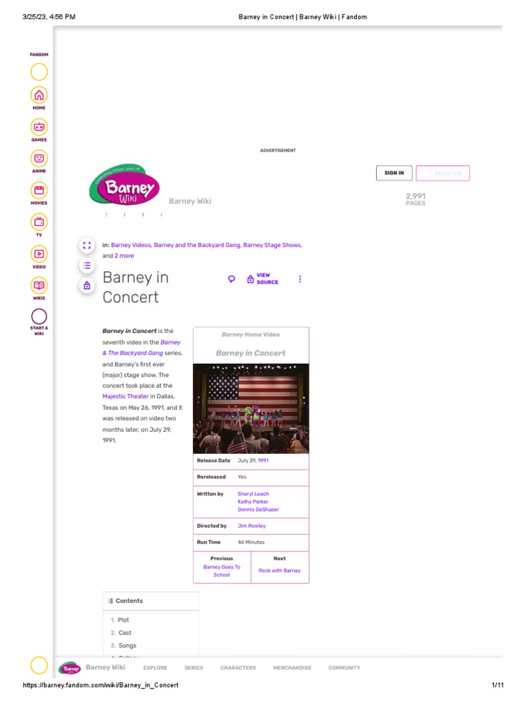Barney in Concert - Barney Wiki - Fandom | PDF