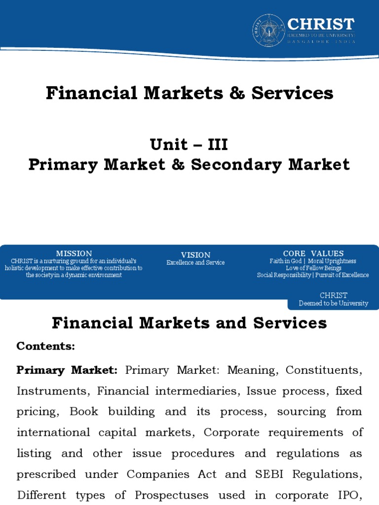 Unit 3 - Primary Market | PDF | Finance & Money Management