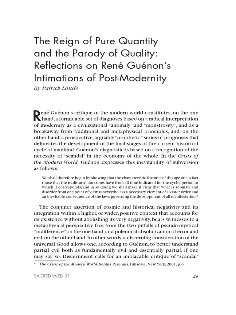 René Guénon's Critique of Modernity | PDF | Fundamentalism | Rationalism