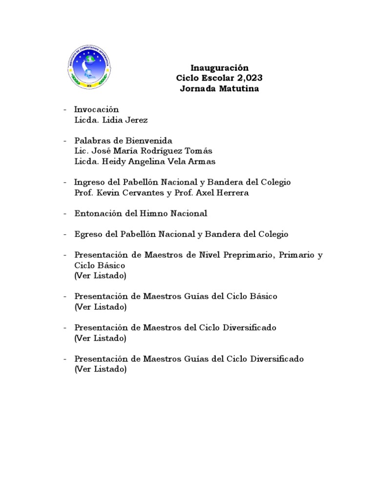 Programa Inauguración | PDF