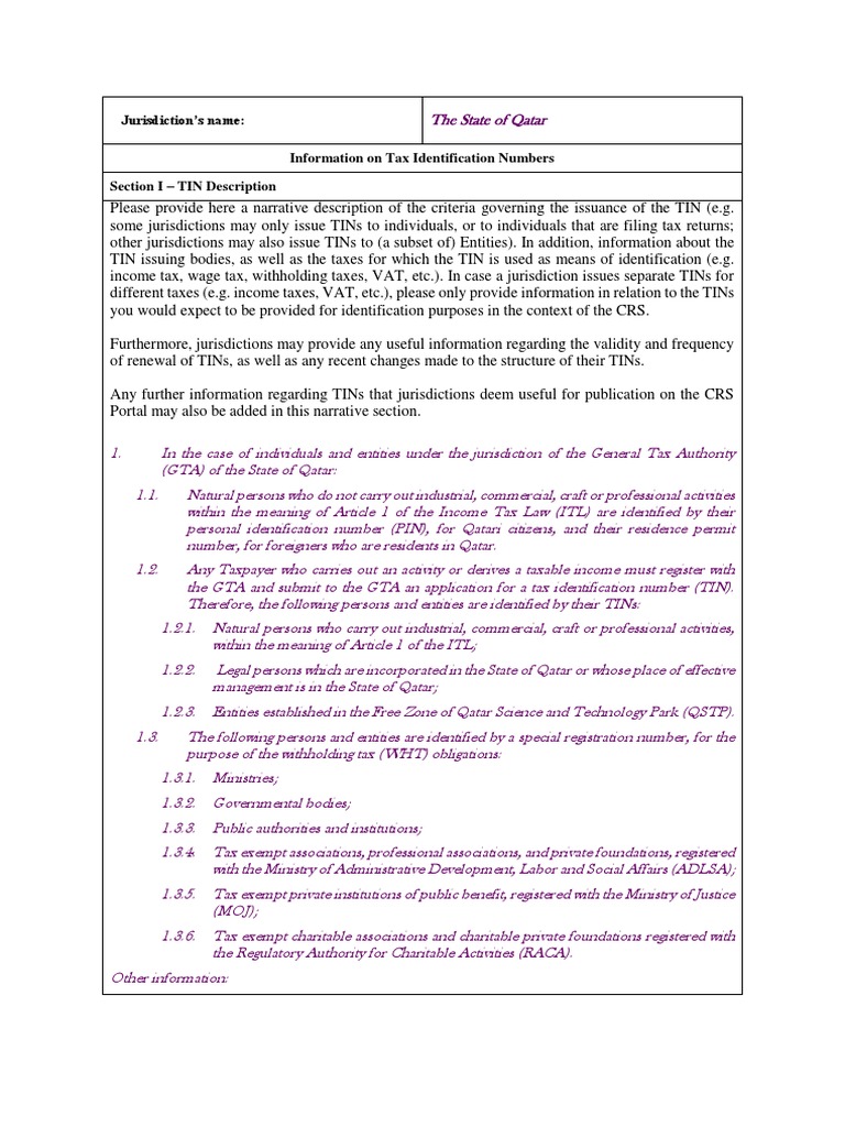 Qatar TIN | PDF | Taxes | Taxpayer