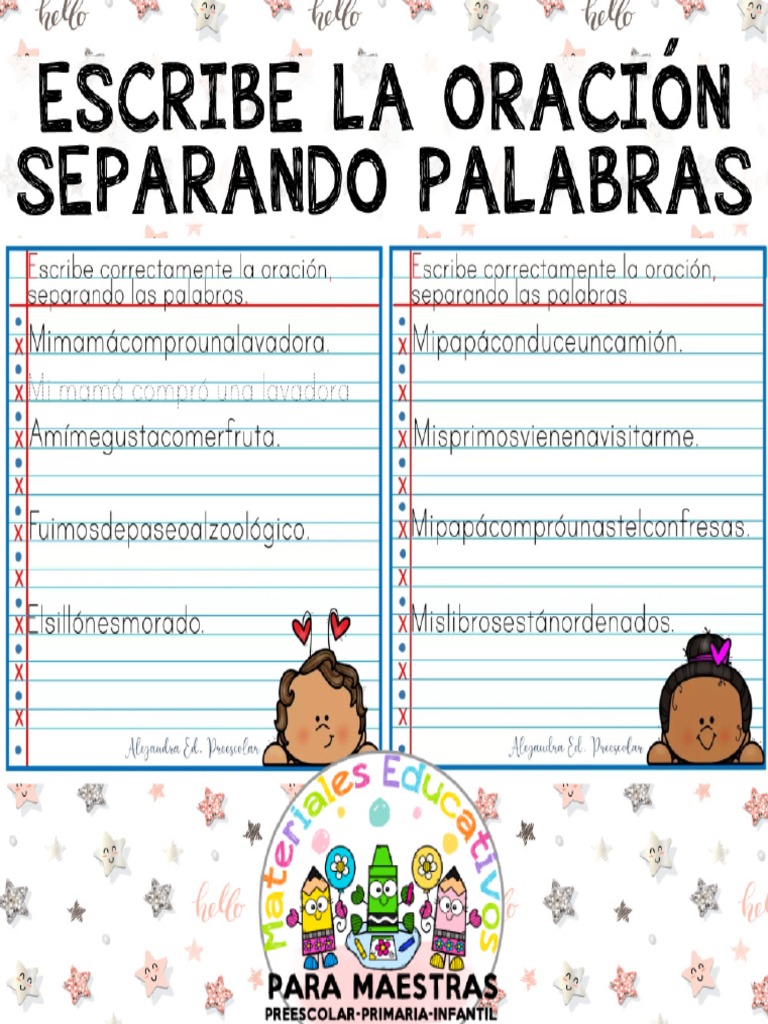 Fichas Para Separar Palabras En Oraciones Recopilado Por Materiales