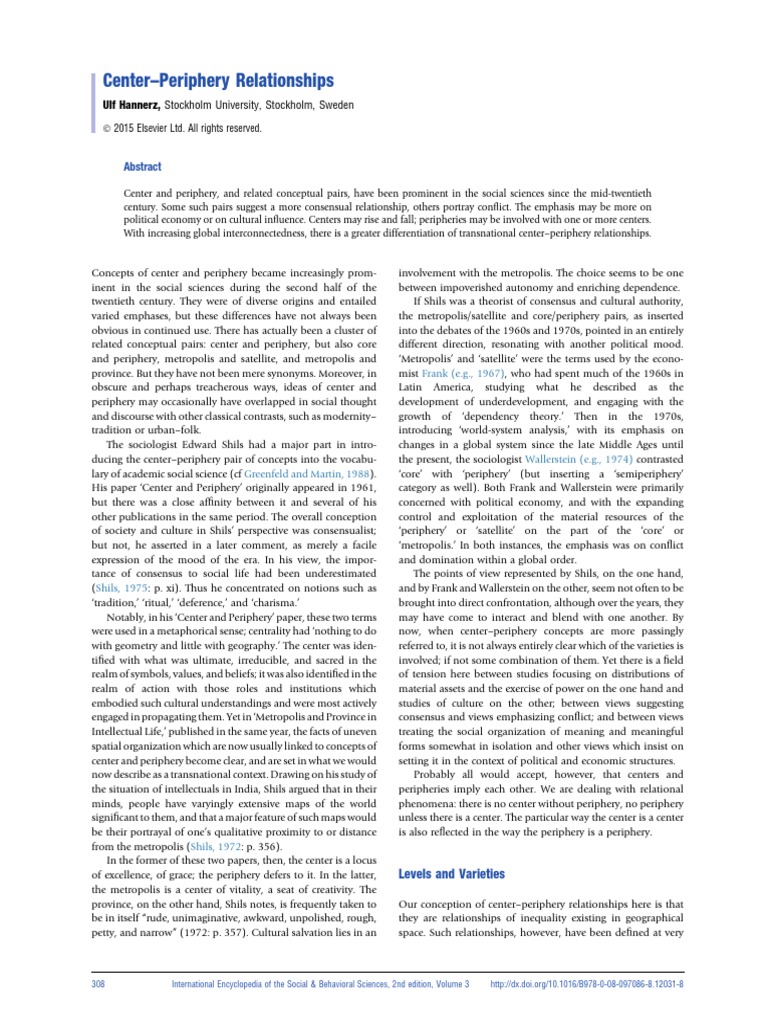 Center Periphery Relationships Hannerz 2015 PDF | PDF | World Systems ...