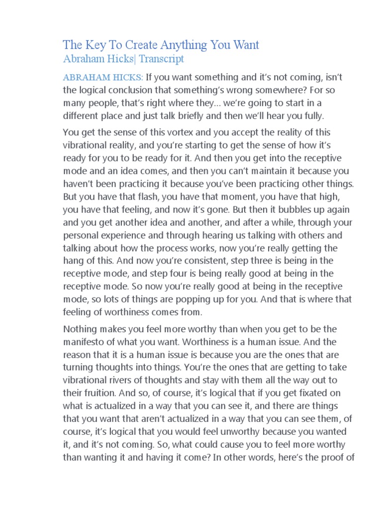 AHicks Transcripts | PDF | Thought | Feeling