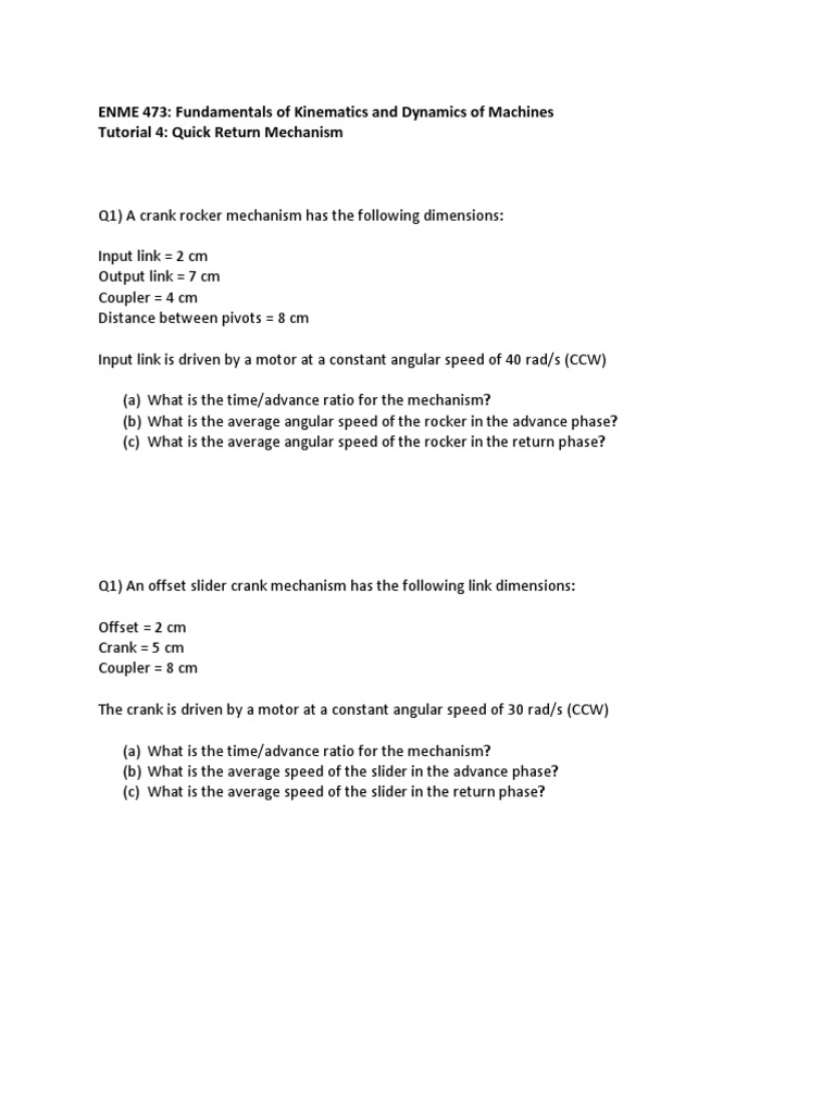 Tutorial4 Questions PDF | PDF