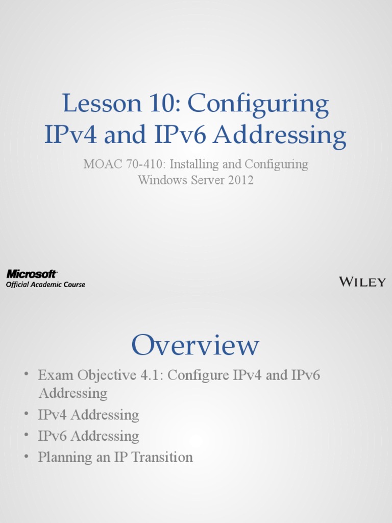 70-410 r2 Lecture Slides Lesson 10 | PDF | I Pv6 | Ip Address