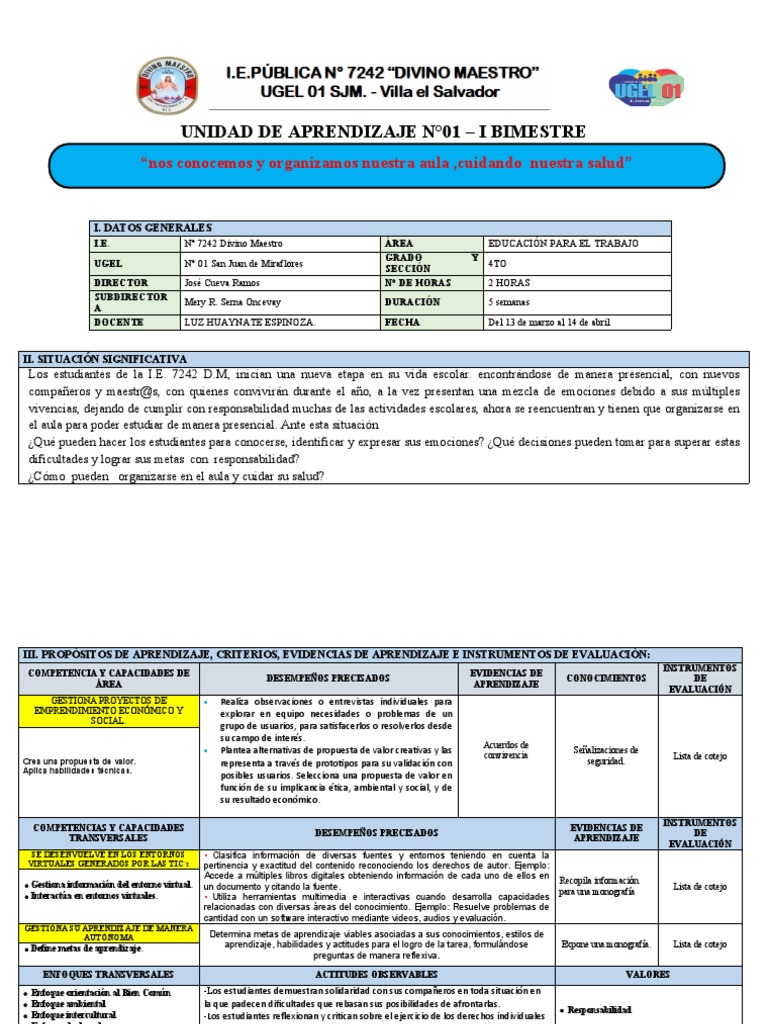 Unidad 3ro | PDF | Evaluación | Aprendizaje