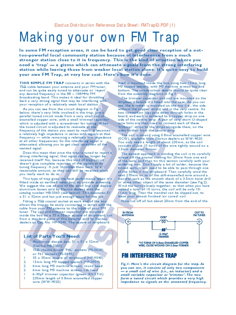 Making Your Own FM Trap - Electus Distribution | PDF | Inductor ...