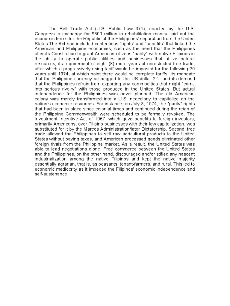 Bell Trade Act | PDF