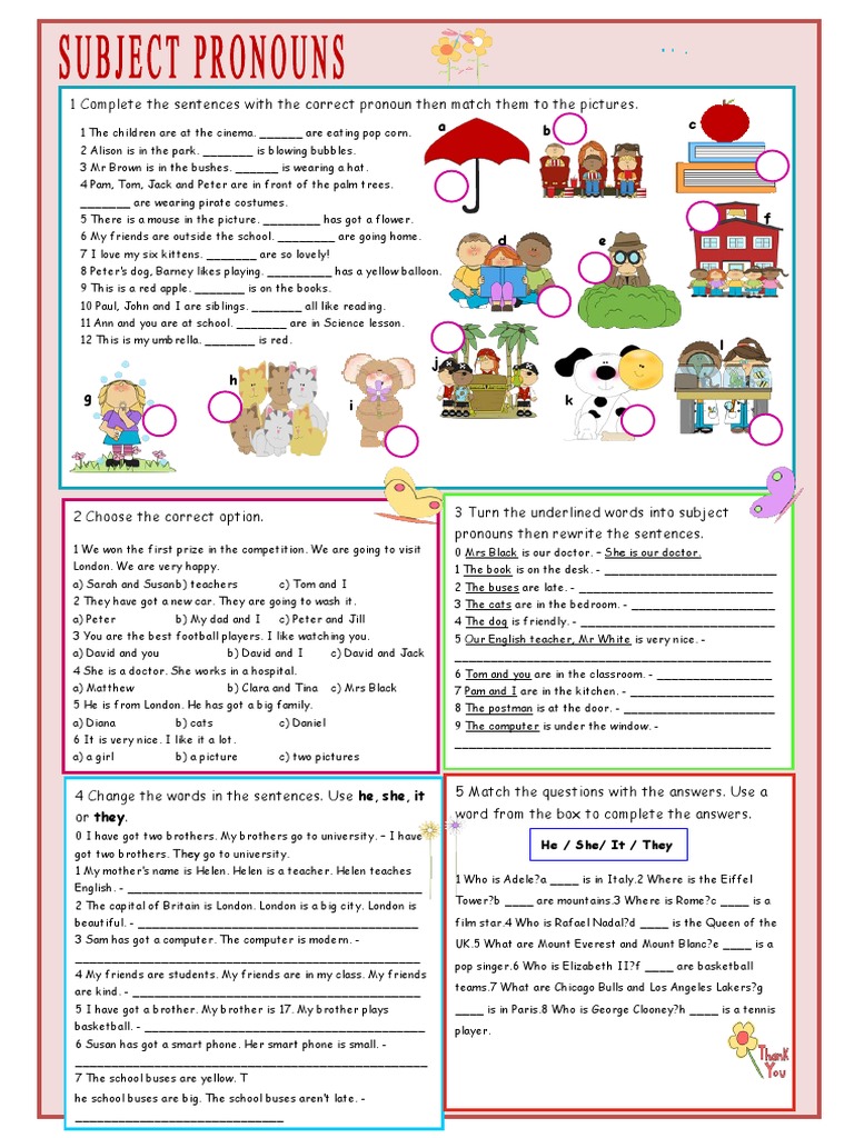Subject Pronouns Worksheet | PDF