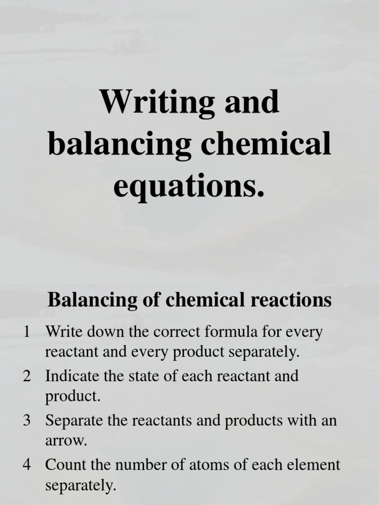 Physical Science Balancing Chemical Equations | PDF