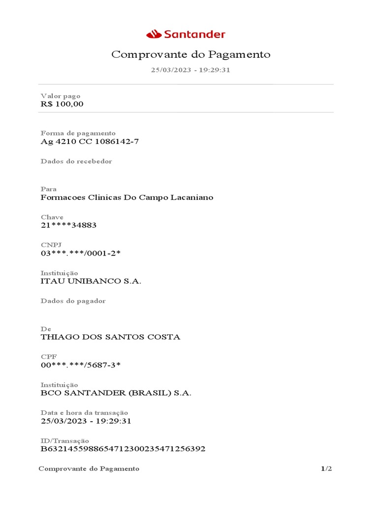 Comprovante Santander | PDF