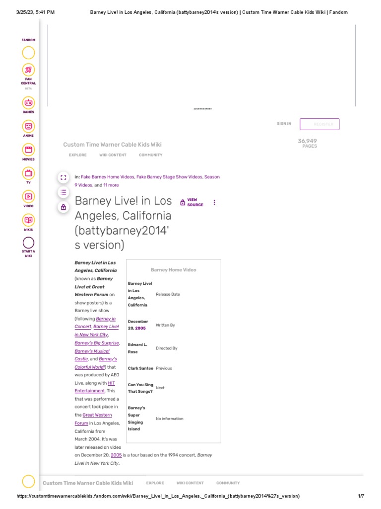 Barney Live! in Los Angeles, California (Battybarney2014's Version ...