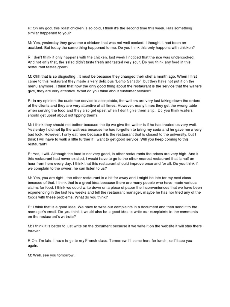 Referential Script | PDF | Waiting Staff | Restaurants