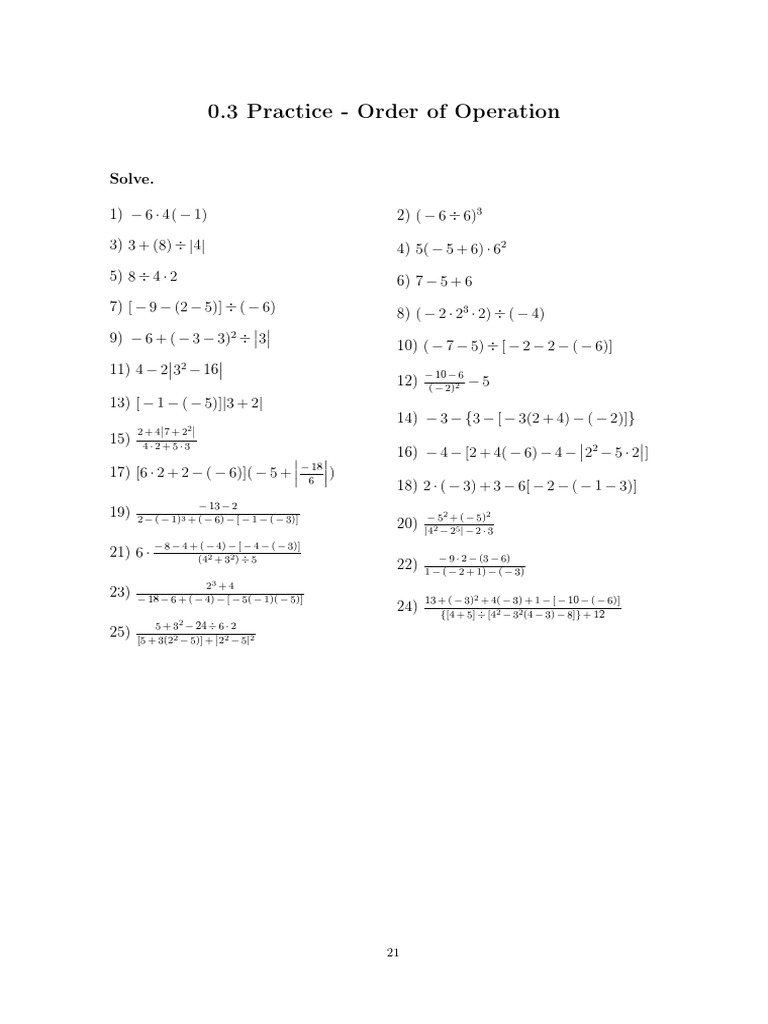 PEMDAS - Exercises | PDF