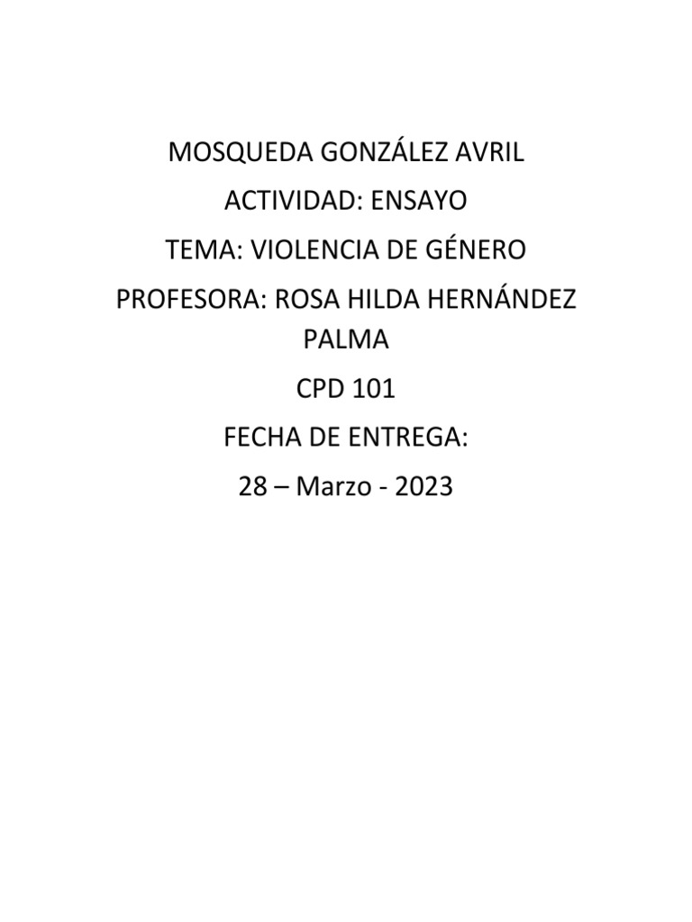 Ensayo Violencia de Genero | PDF | Violencia | LGBT