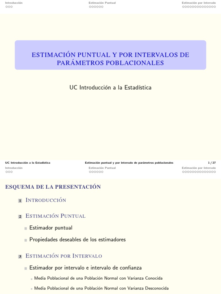 Estimacion Puntual y Por Intervalo - para Imprimir PDF | PDF